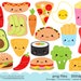 Cute Fruit Clipart Clip Art Set of Orange, Apple, Banana, Fruit, Happy ...