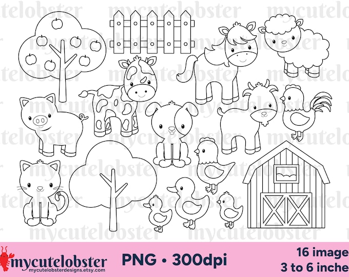 Farm Animals- Digital Stamps - Etsy Canada