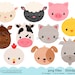 Farm Animal Faces Clipart Set Animal Faces Farmyard Farm - Etsy UK