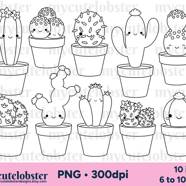 Cactus Line Art - Etsy