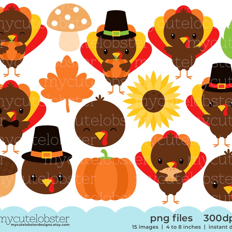 Turkey Clipart - Etsy