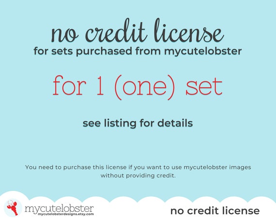 No Credit License for Clipart Sets Purchased From - Etsy