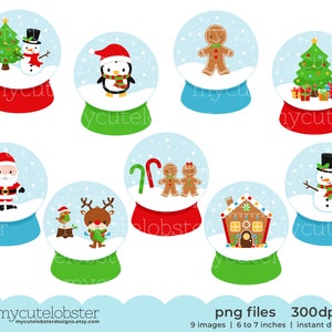 Christmas Snow Globes Clipart Set of Christmas Snowglobes, Snow Globe ...