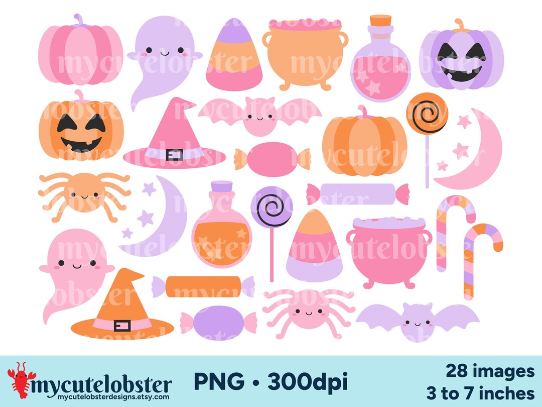 Fun Halloween Clipart - Cute Ghosts, Pumpkins, Candy, Bats, Halloween ...