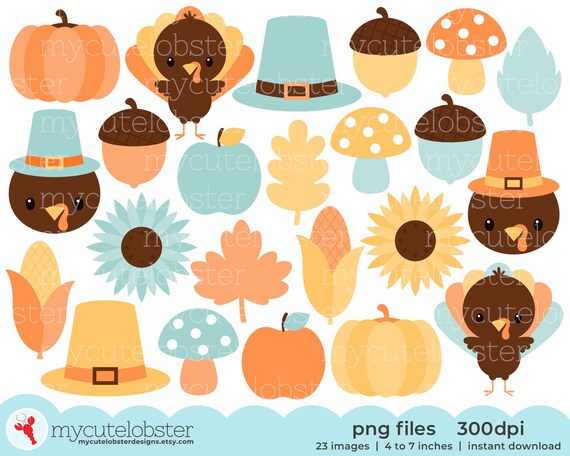 Fun Thanksgiving Clipart Thanksgiving Clipart Set Fall | Etsy