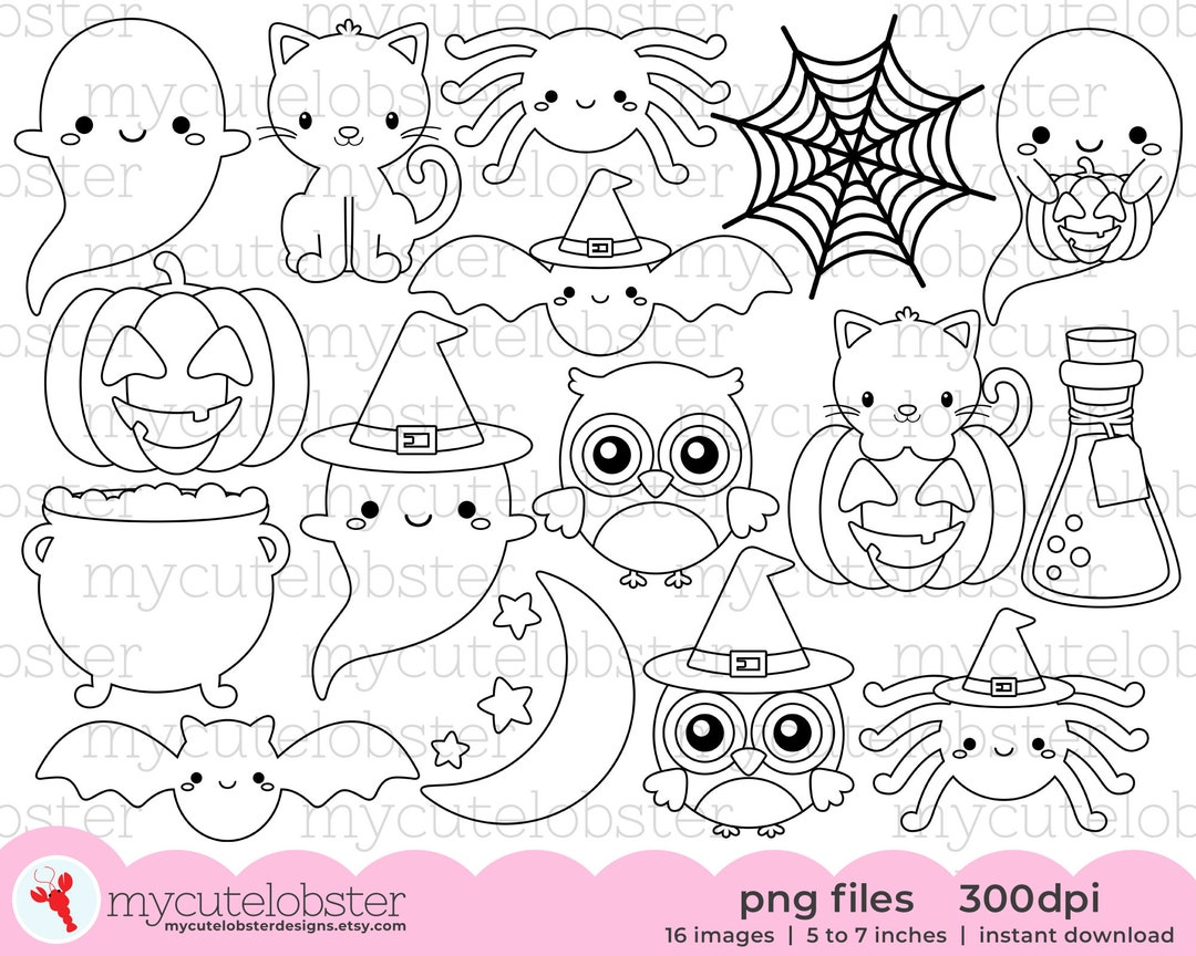 Halloween Friends Digital Stamps Cute Halloween Digi Stamps, Ghosts ...