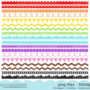 Rainbow Borders Clipart Set - Assorted Borders, Scallop, Ric Rac ...