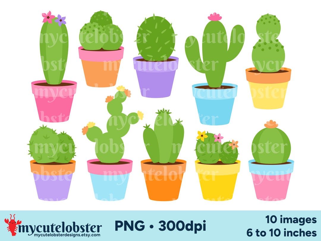 Cactus Clipart - Plants Graphics, Cacti Clip Art Set, PNG Digital ...