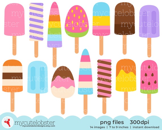 Ice Lollies Clipart Set of Ice Creams Ice Lolly Summer | Etsy