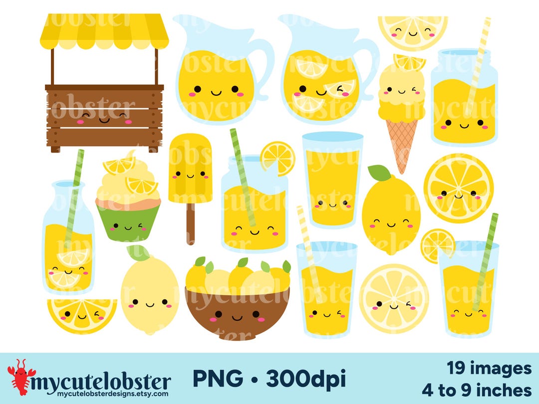 Cute Lemonade Clipart - Lemonade Stand Clip Art Set, Happy Lemonade ...