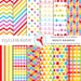 Bright Rainbow Digital Paper Set - Rainbow Patterned Paper, Polka ...