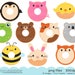 Animal Donuts Clipart Cute Donuts, Set of Animal Shaped Donuts, Frog ...