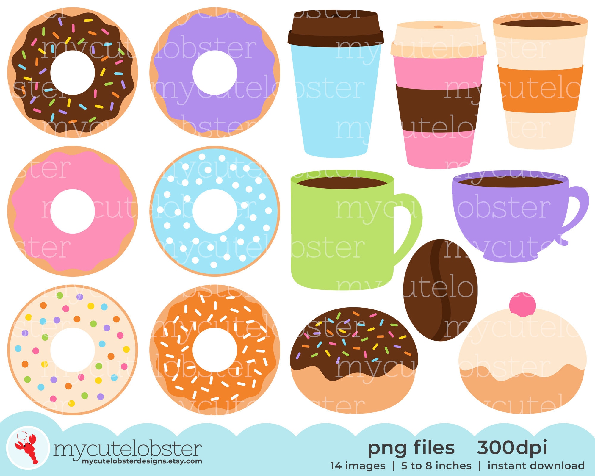 Donuts & Coffee Clipart Set of Donuts Coffee Doughnuts - Etsy Canada