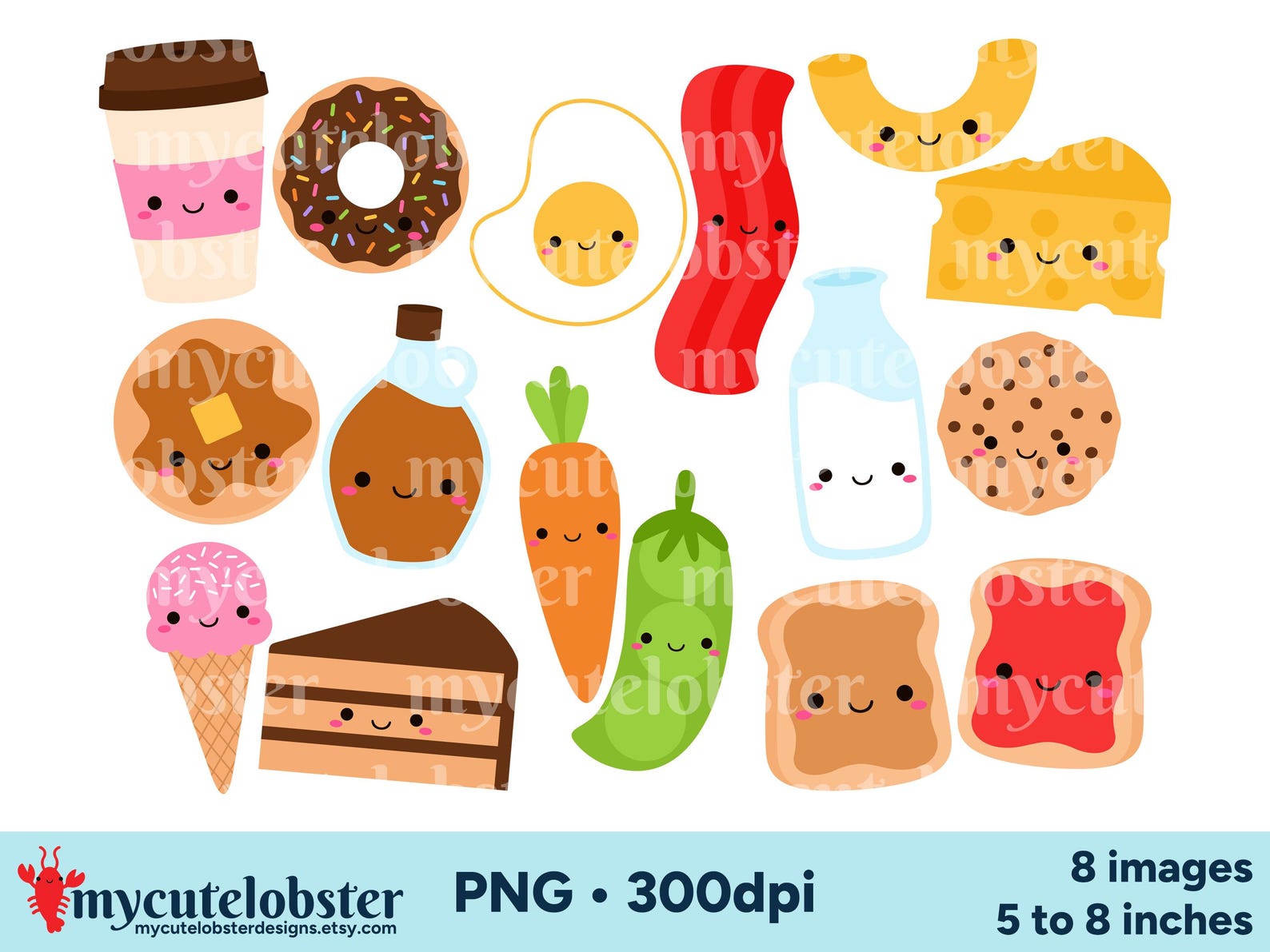Food Friends Clipart - Happy Food Graphics, PNG Digital Download - Etsy