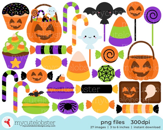 Halloween Candy & Treats Clipart Candy Clipart Sweets - Etsy