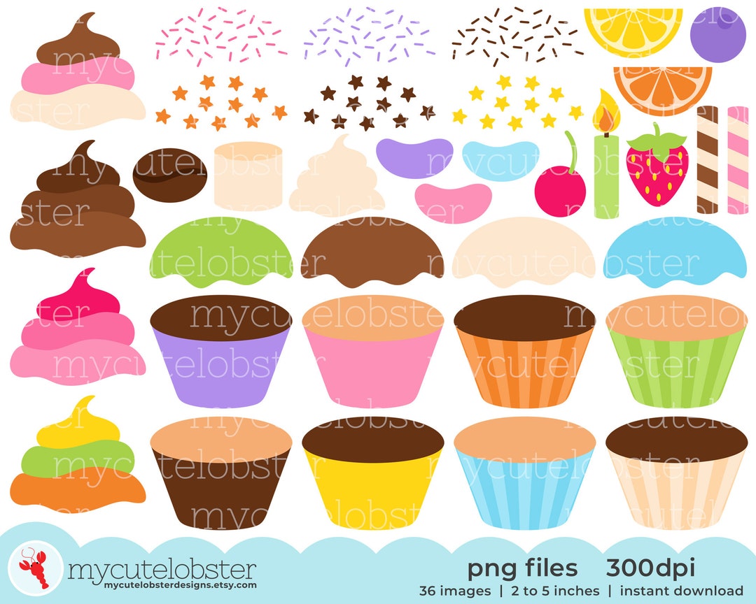 Fun Cupcake Builder Clipart Set of Cupcakes, Frosting, Sprinkles, Build ...