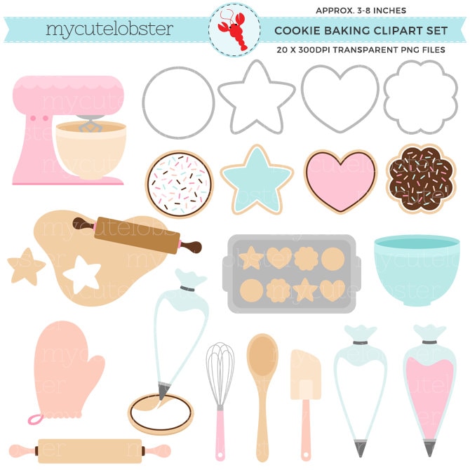 Cookie Baking Clipart Set cookies clip art iced cookies | Etsy