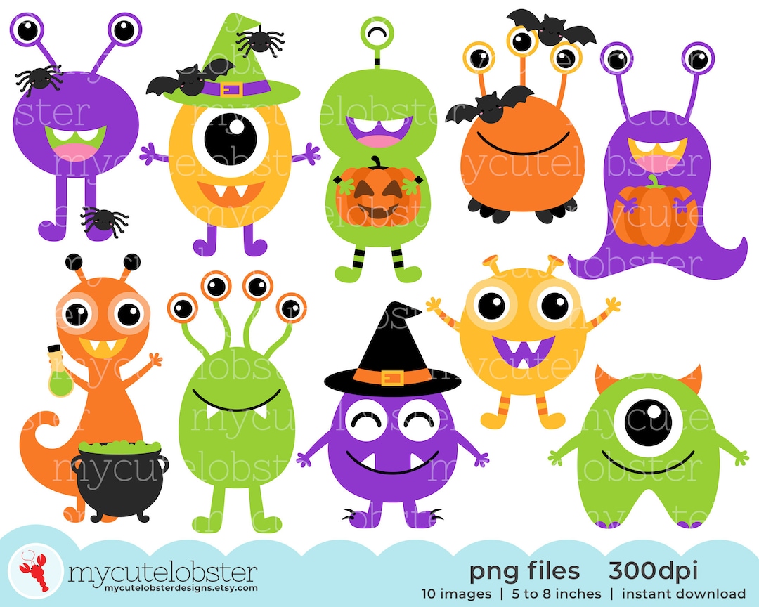 Halloween Monsters Clipart Cute Monsters Clip Art, Halloween Clipart ...