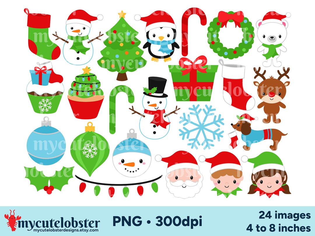 Christmas Clipart - Festive Christmas Clip Art Set, Holidays, Elf, Tree ...