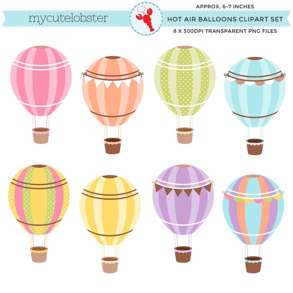 Hot Air Balloon Clipart - Etsy