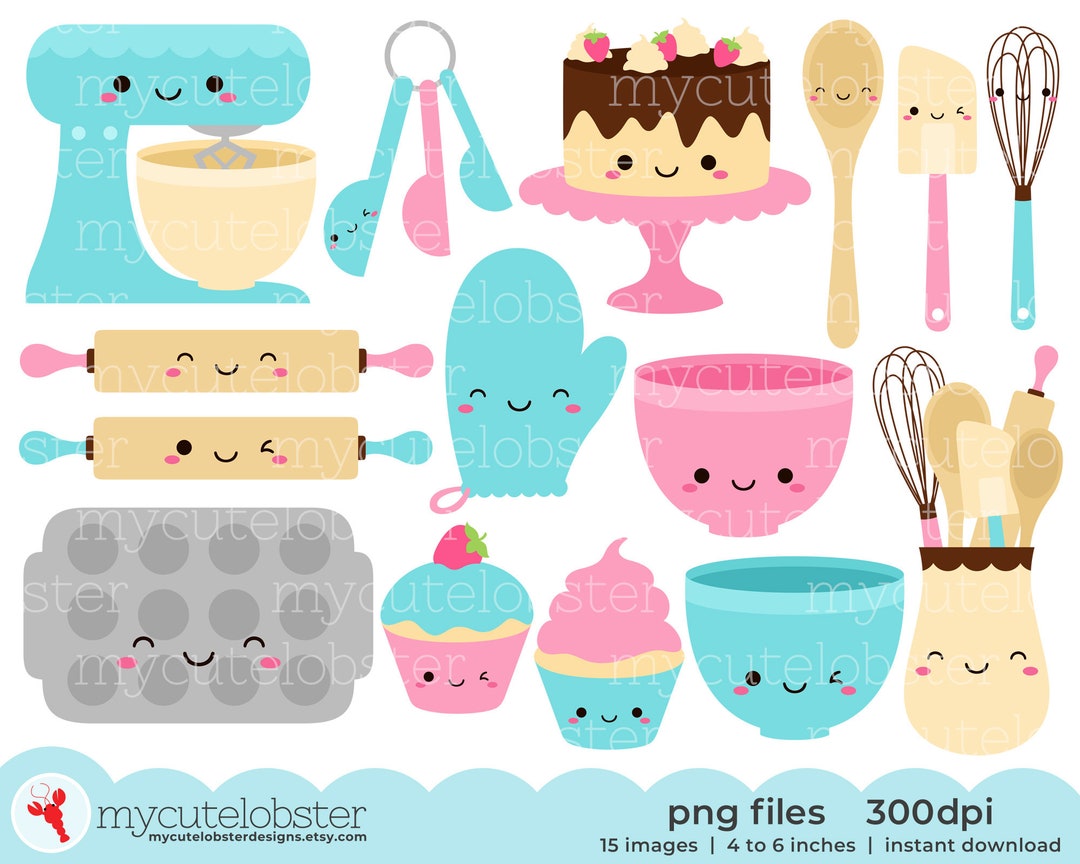 Cute Baking Clipart Baking Clip Art Set, Cake, Whisk, Spoon, Cupcakes ...