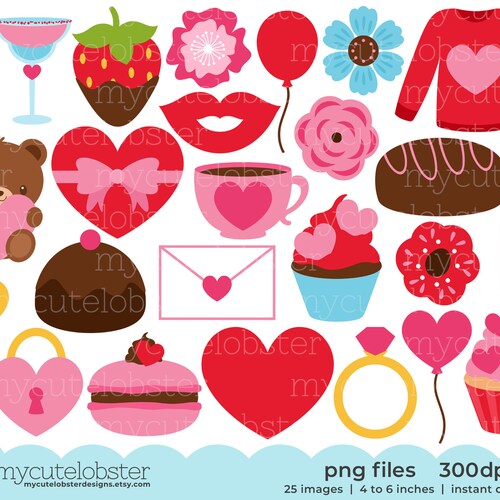 Valentine's Clipart Love Hearts Romance - Etsy