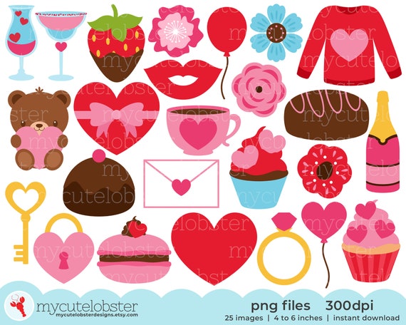 Valentine's Day Clipart Valentine's Clip Art Set - Etsy UK