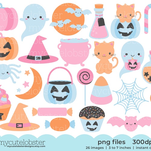 Pastel Halloween Clipart Halloween Clip Art Pastel Clipart - Etsy
