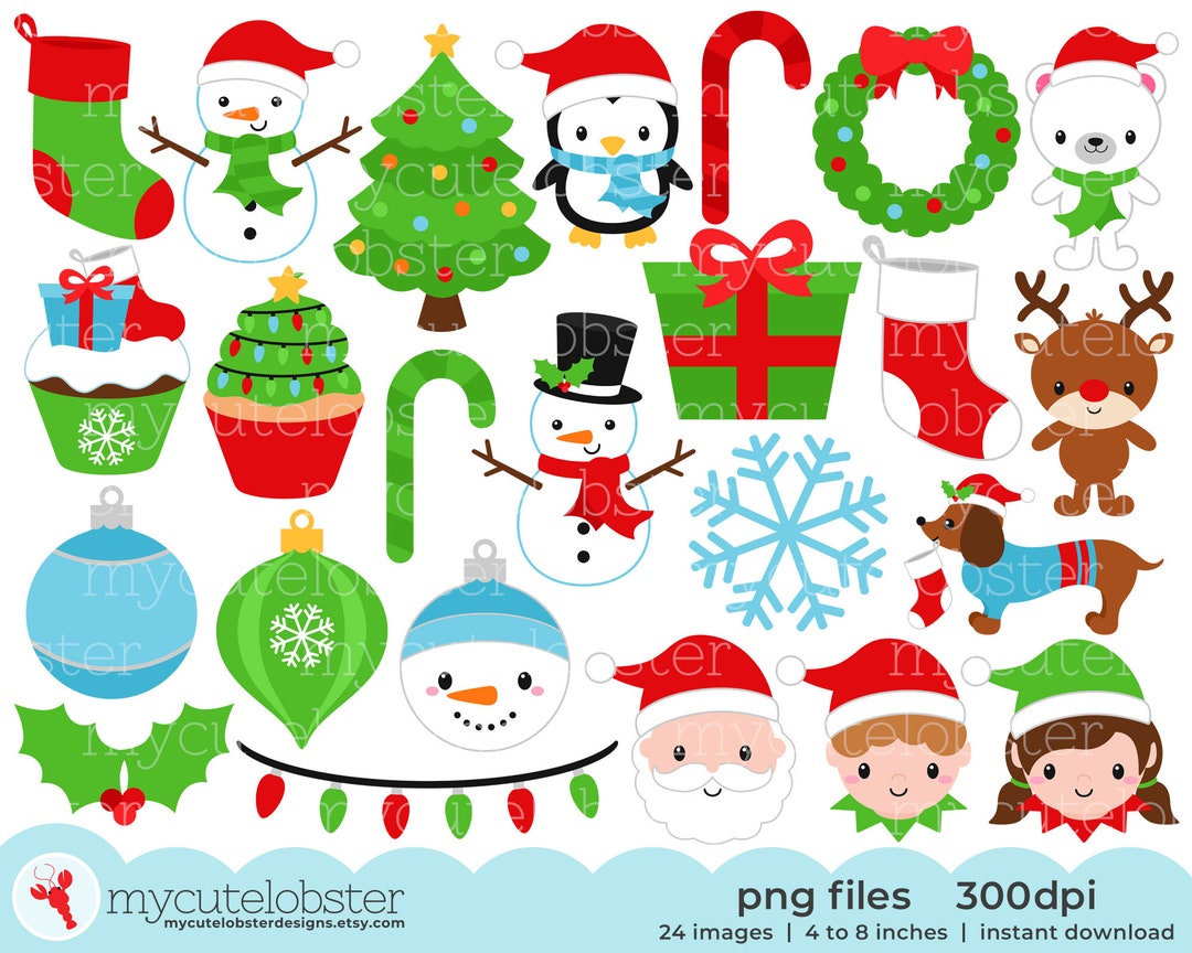 Happy Christmas Clipart Christmas clip art set, holidays, elf, tree ...