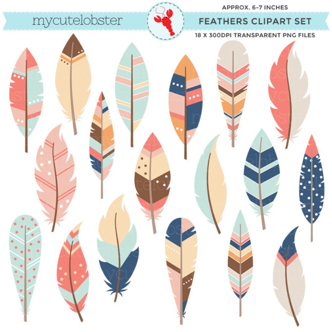 Feathers Clipart Set Clip Art Set of Feathers, Feather, Tribal ...