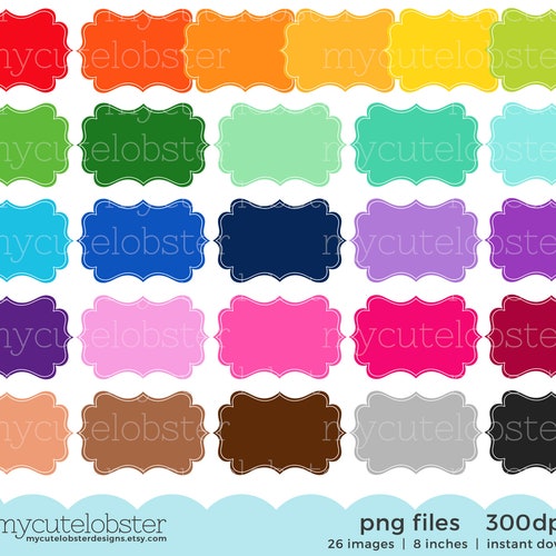 Frames Clipart Set Clip Art Set of Colorful Frames Digital - Etsy