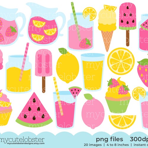 Fun Lemonade Clipart Lemonade Clip Art Set Summer Drinks - Etsy