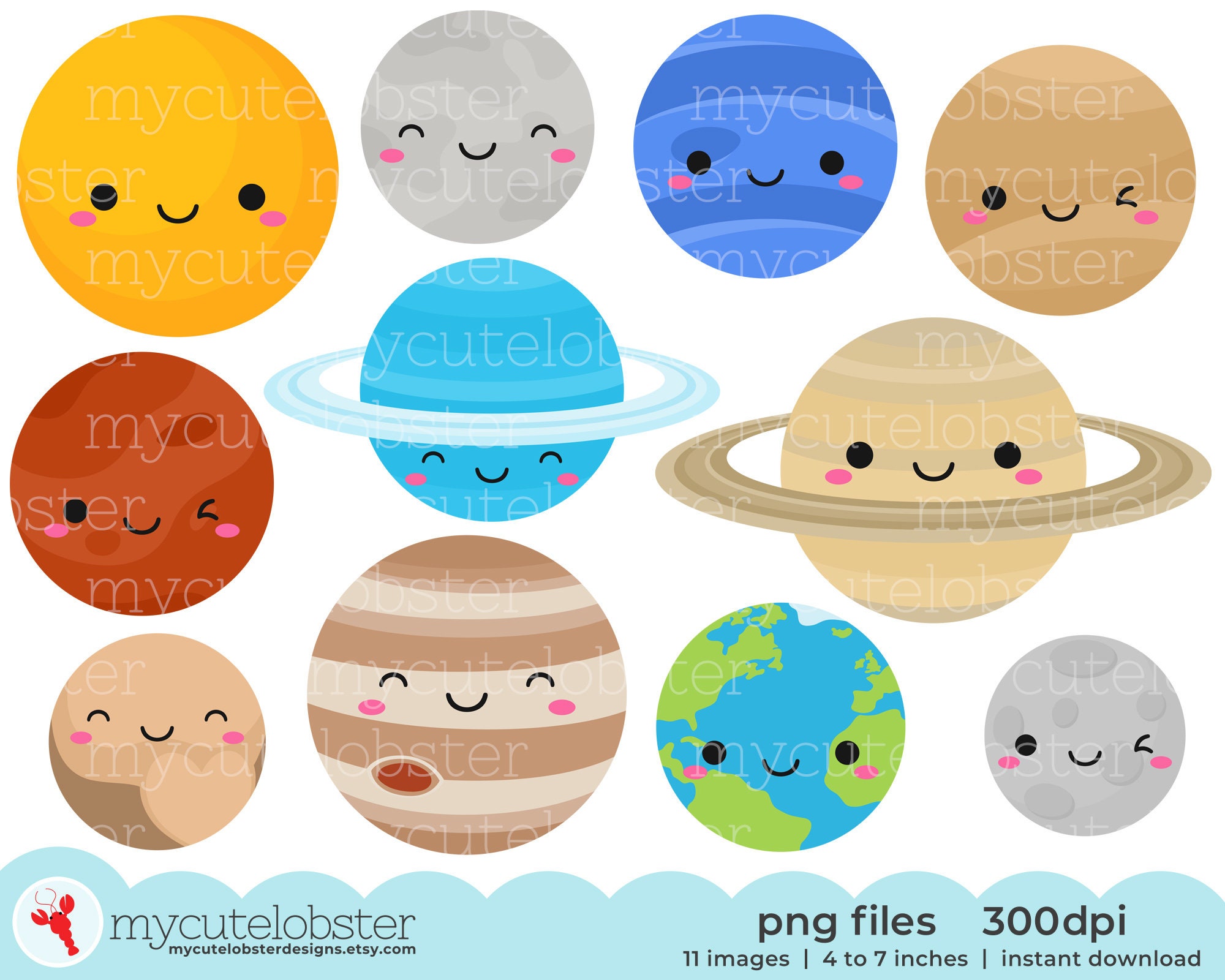 Kawaii Planets Clipart Cute Planets Happy Solar System Smiley Hot Sex