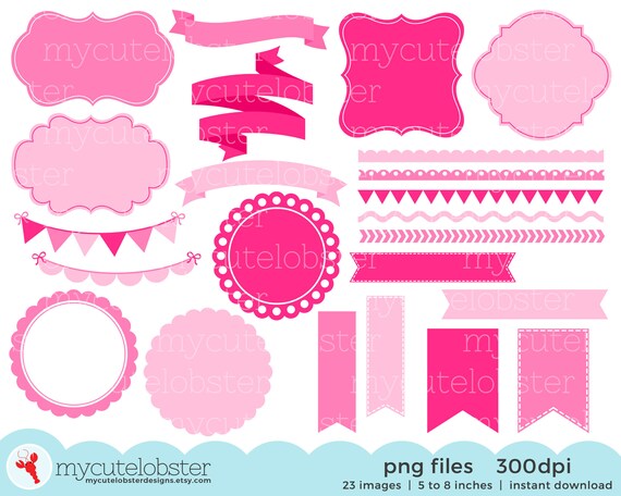Pink Label Frame Clip Art