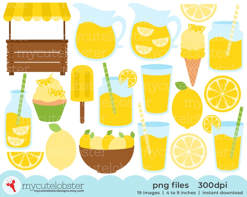 Lemonade Clipart Lemonade Stand Clip Art Set Lemons - Etsy