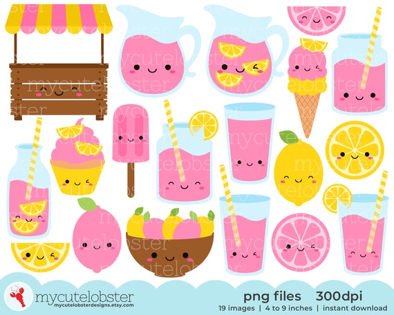 Cute Pink Lemonade Clipart Pink Lemonade Stand Clip Art Set - Etsy