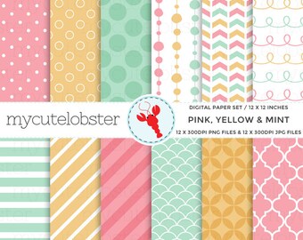 Mint Digital Paper | Etsy