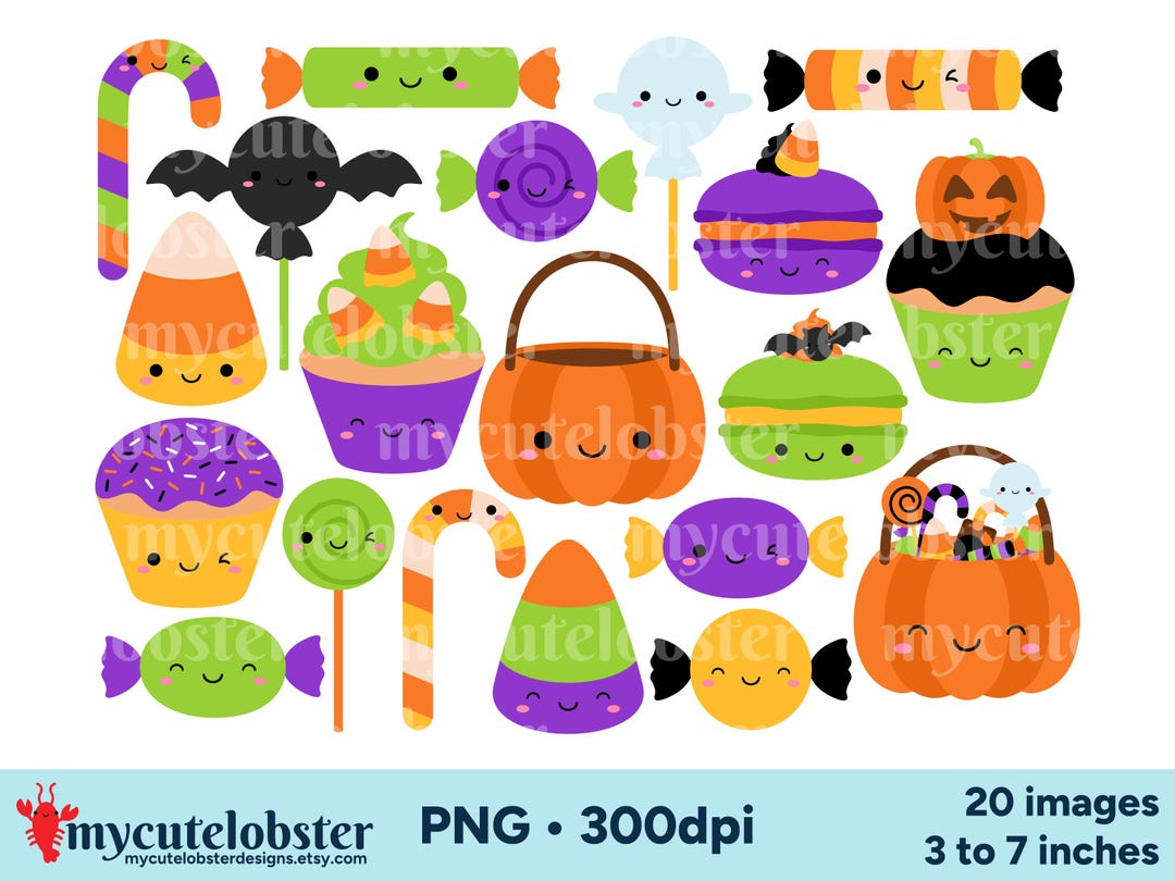 Cute Halloween Candy & Treats Clipart - Halloween Clip Art, Candy ...