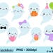 Cute Ghosts Clipart - Ghosts Clipart Set, Happy Ghosts, Cute Ghost Clip ...