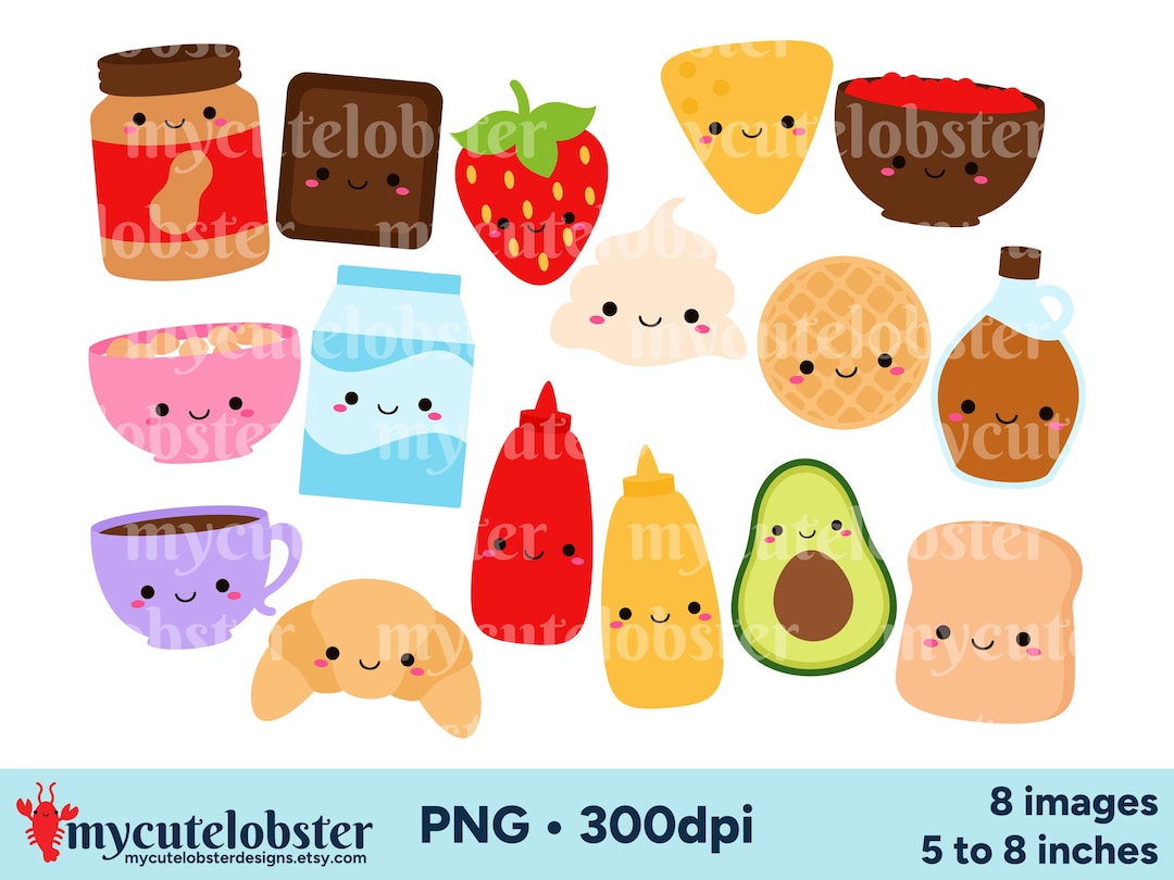 Cute Food Friends Clipart - Food Pairs Clipart Set, Friendship Food, We ...