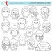 Cute Penguins Digital Stamps penguin outlines line art