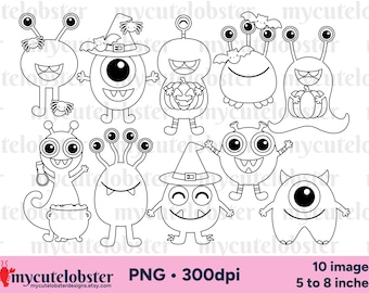 Monster Grins Digital Stamps, Cute Monster Smiles Digital Clipart ...