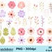 Pastel Floral Clipart, Pastel Flowers Clipart, Flowers PNG, Buds ...