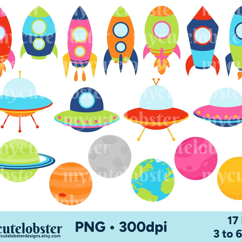 Rocket Ship Clipart - Etsy