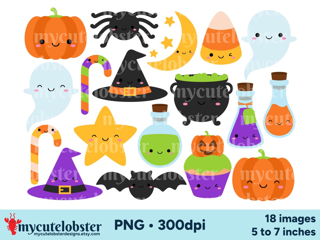 Cute Halloween Clipart - Halloween Clip Art Set, Cute Pumpkins, Cute ...