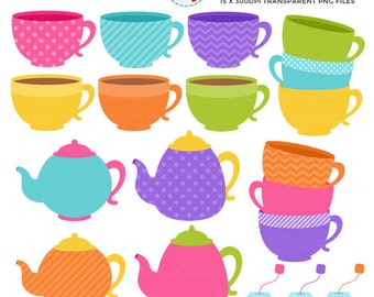 Tea set clipart | Etsy