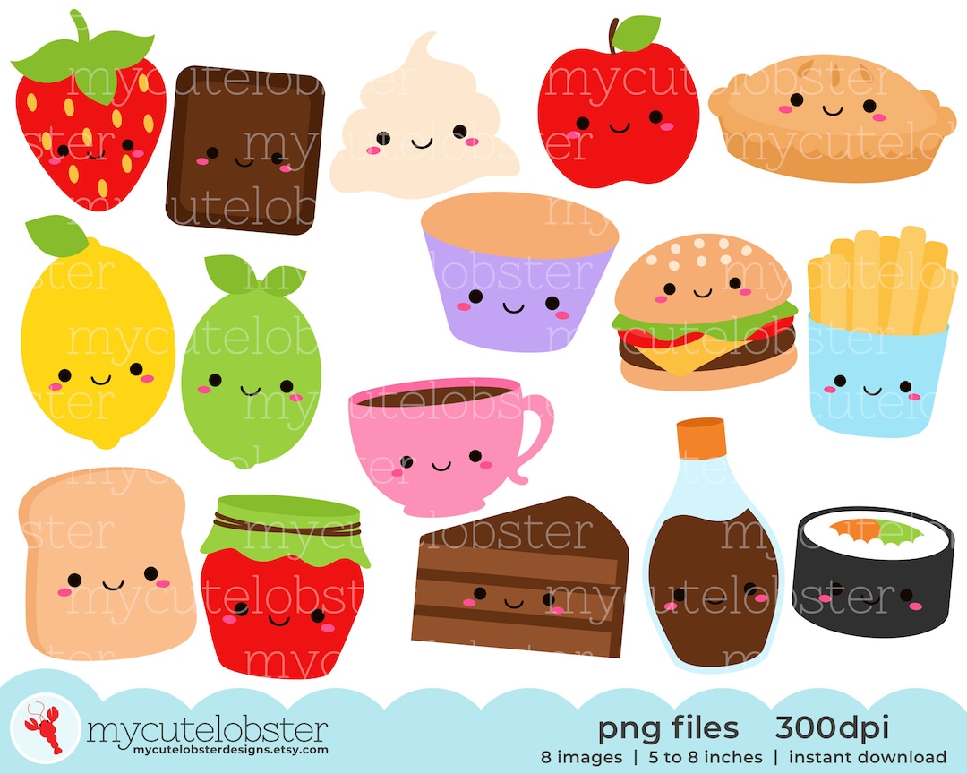 Cute Food Pairings Clipart Set of Food Friends, Cute Food Clipart, We ...