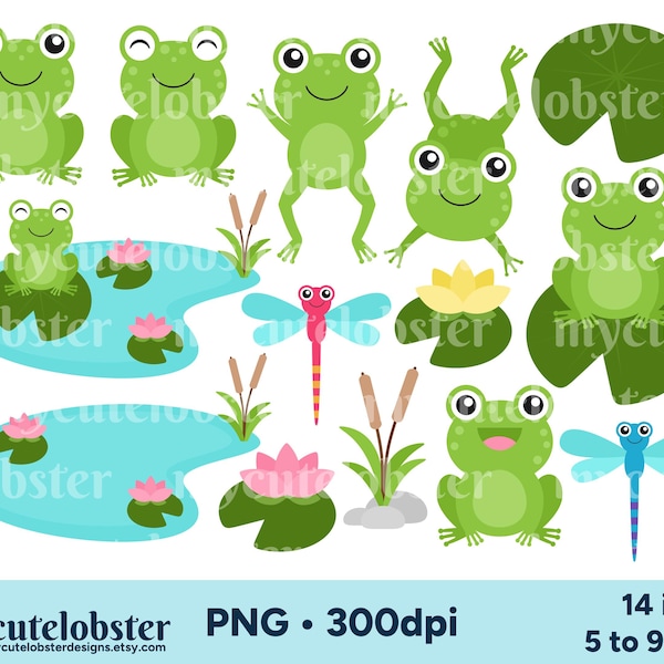 Frog Clipart - Etsy