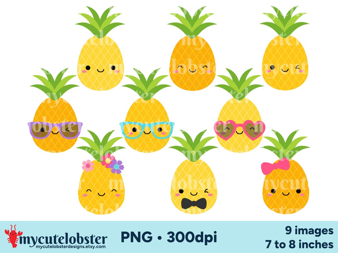 Cute Pineapples Clipart - Set of Pineapples, Fun Pineapple Clip Art ...