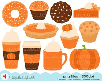 Pumpkin Spice Clipart Mini Pack Instant Download Pumpkin Pie - Etsy